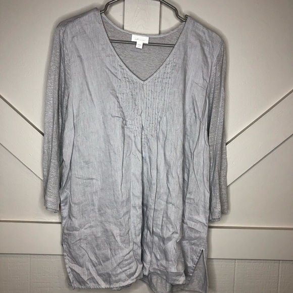 J. Jill | Tops | J Jill Love Linen Tunic Top Large Petite Gray | Poshmark
